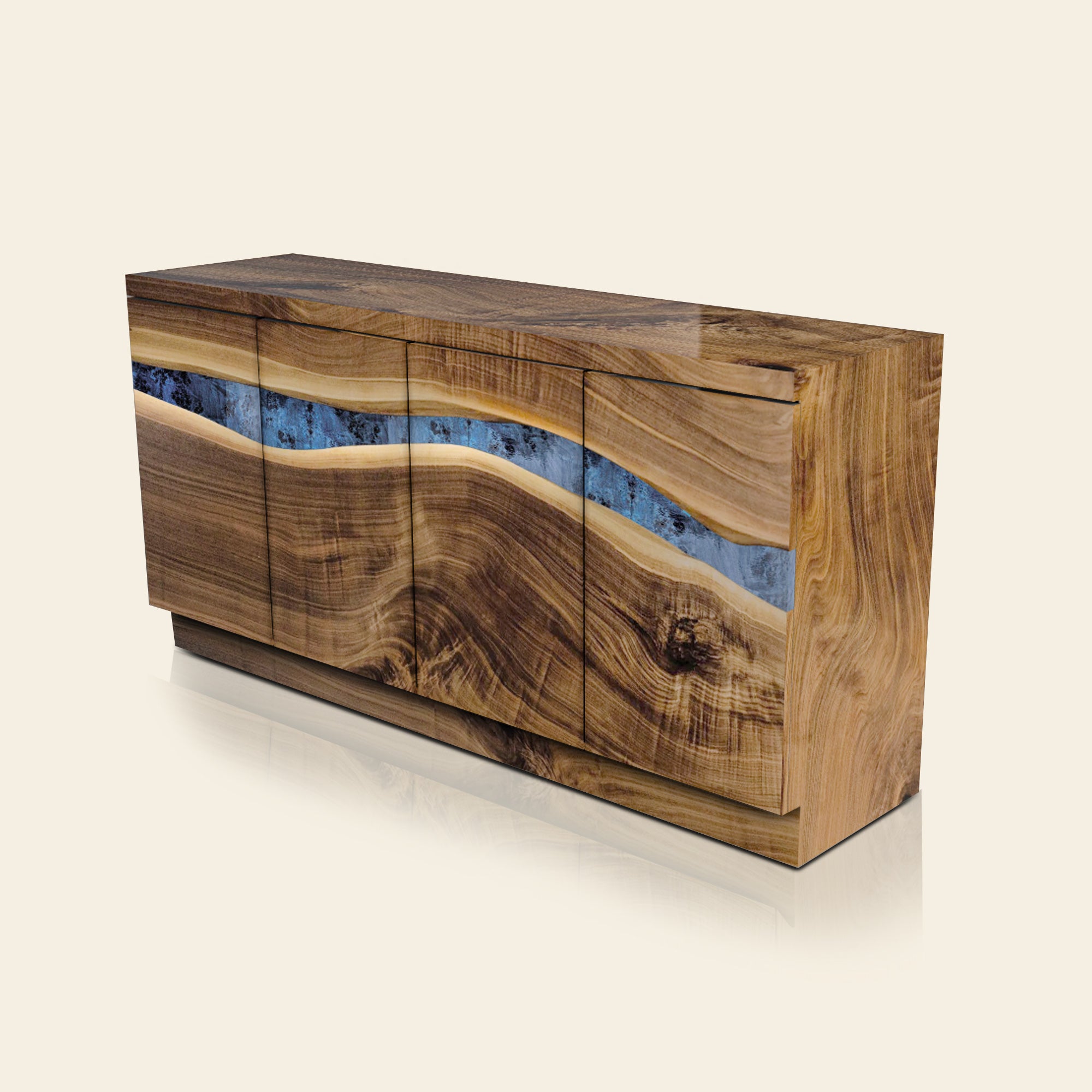 Live Edge Console Acacia with Blue Resin